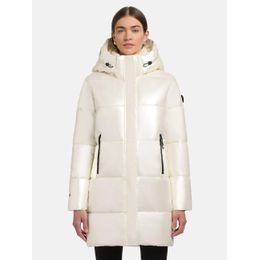 Steppmantel Khujo "Haya Shiny-YM", Damen, Gr. XL (42), weiß (sanftes weiß), Obermaterial: 100% Polyester, Beschichtung: 100% Polyurethan, Futter: 100% Nylon, Wattierung: 100% Polyester, Basic, gerade ca. Mitte Oberschenkel, hoch geschlossener Ausschnitt, Ärmel ohne Ärmelschlitz Bündchen, Mäntel, Wasserdichter gesteppter Damen Winter Kurzmantel
