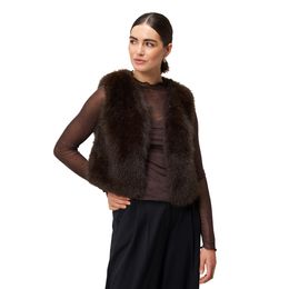 Jackenblazer Zero "Damen Weste in Felloptik", Damen, Gr. M, mole, Obermaterial: 100% Polyester. Ärmelfutter: ohne Futter., unifarben, figurbetont hüftlang, Blazer, Plain/ohne Details