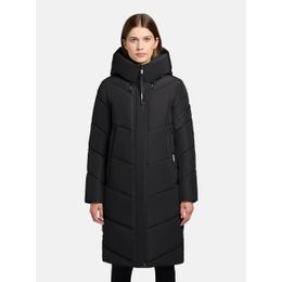 Steppmantel Khujo "Jange-YM", Damen, Gr. S (36), schwarz, Obermaterial: 100% Polyester, Futter: 100% Nylon, Wattierung 100% Polyester, tailliert knielang, hoch geschlossener Ausschnitt, Ärmel ohne Ärmelschlitz Rippstrickbündchen, Mäntel, Warmer Wintermantel mit magnetischen Details