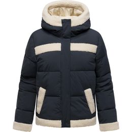 Winterjacke Ragwear "Editah YOUMODO", Damen, Gr. L (40), navy, Obermaterial: 100% Polyester; Innenfutter: 100% Polyester; Wattierung: 100% Polyester, oversize hüftlang, hoch geschlossener Ausschnitt, eng Rippstrickbündchen, Jacken, warme modische Jacke mit Plüsch-Details