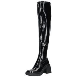 Overkneestiefel Steve Madden "Steve Madden Stiefel Lederimitat", Damen, Gr. 38, schwarz (schwarz lack), Lederimitat, Schuhe