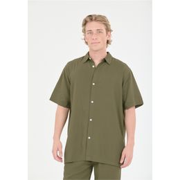 Outdoorhemd CRUZ "Micky", Herren, Gr. 5XL, US-Gr&ouml;&szlig;en, gr&uuml;n (dunkelgr&uuml;n), 55% Leinen, 45% Viskose, unifarben, ohne Ausschnitt, Hemden, im zeitlos-eleganten Look