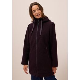 Fellimitatmantel Cecil, Damen, Gr. XL44, schwarz plum, Stoff, Obermaterial: 100% Polyester; Futter: 100% Polyester; Füllung: 100% Polyester, unifarben, normal kniefrei, ohne Ausschnitt, abgesteppt, Mäntel, mit Kapuze mit Tunnelzugband