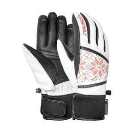Skihandschuhe Reusch "Tessa STORMBLOXX™", Damen, Gr. 6,5, weiß, rot, 65% Polyester, 30% Ziegenleder, 5% Elasthan, mehrfarbig, Handschuhe, aus wasserdichtem und atmungsaktivem Material
