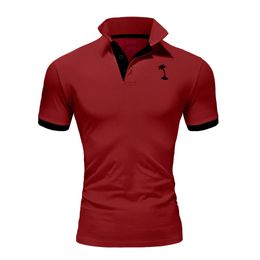 behype Herren Poloshirt "PALM"weinrot, Gr. XL, mehrfarbig, 100% Baumwolle, Shirts, mit kontrastfarbigen Details