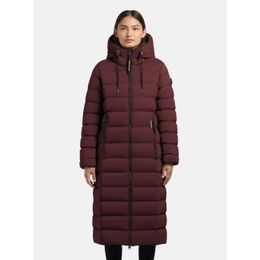 Wintermantel Khujo "Simmie2", Damen, Gr. L (40), bordeaux, Obermaterial: 100% Polyester, Innenfutter: 100% Nylon, Wattierung: 100% Polyester, tailliert kniebedeckend, hoch geschlossener Ausschnitt, Ärmel ohne Ärmelschlitz elastischer Bund mit innenliegendem Gummizug, Mäntel, Winter Steppmantel mit Kapuze