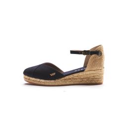 VISCATA Damen Espadrille "Pubol", Gr. 39schwarz, beige, Textil, Schuhe, mit schmalem Kn&ouml;chelriemen