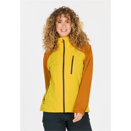 Outdoorjacke WEATHER REPORT "CAMELIA W-PRO15000", Damen, Gr. 34, gelb (orange, gelb), 94% Polyester, 6% Elasthan, bedruckt, mehrfarbig, normal, ohne Ausschnitt, Jacken Outdoorjacke, mit wasserdichter Beschichtung