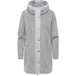 Kurzmantel Ragwear "Cousy Bonded YOUMODO", Damen, Gr. M (38), hellgrau, Obermaterial 1: 91% Polyester, 9% Elasthan, Obermaterial 2: 94% Polyester, 6% Elasthan, gerade Po-bedeckend, hoch geschlossener Ausschnitt, Ärmel ohne Ärmelschlitz elastischer Bund, Mäntel, Weicher Damen Rippstrick-Mantel mit Kapuze