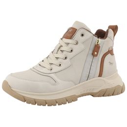 Winterboots Mustang Shoes "Raissa", Damen, Gr. 36, creme, braun, Lederimitat, Schuhe, Schnürboot, Trekkingboots mit TEX-Membrane