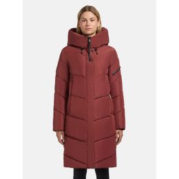 Steppmantel Khujo "Jange-YM", Damen, Gr. XXL (44), rot (dunkelrot), Obermaterial: 100% Polyester, Futter: 100% Nylon, Wattierung 100% Polyester, tailliert knielang, hoch geschlossener Ausschnitt, Ärmel ohne Ärmelschlitz Rippstrickbündchen, Mäntel, Warmer Wintermantel mit magnetischen Details