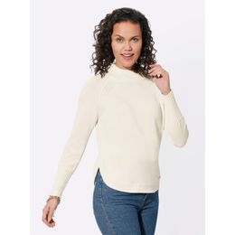 Strickpullover Casual Looks "Pullover", Damen, Gr. 42, beige (ecru), 50% Baumwolle, 50% Polyacryl, unifarben, Pullover