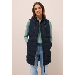 Steppweste Cecil, Damen, Gr. XS (36), blau (schwarz navy blau), Stoff, Obermaterial: 100% Polyester; Futter: 100% Polyester, F&uuml;llung: 100% Polyester, unifarben, normal kniefrei, hoch geschlossener Ausschnitt, Westen Steppweste, mit Kapuze mit Tunnelzugband