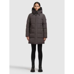 Steppmantel Khujo "KELSI", Damen, Gr. L, graphite grau, Canvas, 85% Polyester, 15% Baumwolle, unifarben, eingesetzt Rippbündchen mit Windstopper, Mäntel