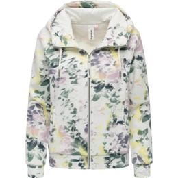 Sweatjacke Ragwear "Fllawia Print", Damen, Gr. XXXL(46), mehrfarbig, 70% Baumwolle, 30% Polyester, gerade hüftbedeckend, hoch geschlossener Ausschnitt, eng Rippstrickbündchen, Sweatjacken, modische Damen Zip-Jacke mit Allover-Print