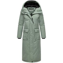 Wintermantel Navahoo "Wolkenfrost XIV", Damen, Gr. L (40), rauchmint, Obermaterial: 100% Polyester, Futter: 100% Polyester, Wattierung: 100% Polyester, Ärmelfutter: 100% Polyester, figurumspielend ca. Mitte Wade, hoch geschlossener Ausschnitt, Ärmel ohne Ärmelschlitz Rippstrickbündchen, Mäntel, Extralanger Damen Mantel mit Kapuze