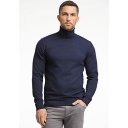 Rollkragenpullover LINDBERGH "LINDBERGH Rollkragenpull", Herren, Gr. M, navy, Obermaterial: 100% Schurwolle, hoch geschlossener Ausschnitt, Pullover Rollkragenpullover