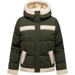 Winterjacke Ragwear "Editah YOUMODO", Damen, Gr. L (40), olivgrün, Obermaterial: 100% Polyester; Innenfutter: 100% Polyester; Wattierung: 100% Polyester, oversize hüftlang, hoch geschlossener Ausschnitt, eng Rippstrickbündchen, Jacken, warme modische Jacke mit Plüsch-Details