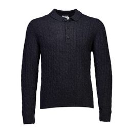 Poloshirt LINDBERGH "LINDBERGH Strickpullover", Herren, Gr. L, charcoal mel, Obermaterial: 80% Lammwolle, 20% Nylon, lässig geschnitten, Rundhals, Shirts