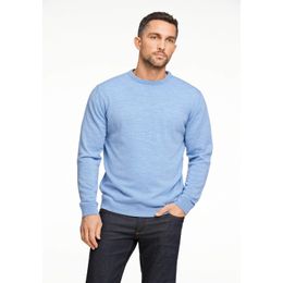 Strickpullover LINDBERGH "LINDBERGH Strickpullover", Herren, Gr. L, lt blau mel, Obermaterial: 100% Schurwolle, Rundhals, Pullover