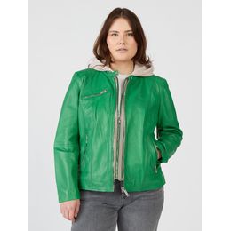 Lederjacke Maze "42021318", Damen, Gr. 42, bright grün, Obermaterial: 100% Lammleder; Futter: 100% Baumwolle; Ärmelfutter: 100% Polyester; Kapuze: 55% Baumwolle, 45% Polyester, Jacken