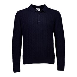 Poloshirt LINDBERGH "LINDBERGH Strickpullover", Herren, Gr. M, navy, Obermaterial: 80% Lammwolle, 20% Nylon, lässig geschnitten, Rundhals, Shirts