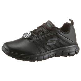 Berufsschuh Skechers "Sure Track Erath Schn&uuml;rschuh" Gr. 35, schwarz, 35, Leder, Schuhe, Schn&uuml;rschuh f&uuml;r Gastronomie,Pflege mit rutschhemmender Laufsohle