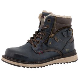 Winterboots Mustang Shoes "Donato", M&auml;dchen, Gr. 39, navy, Lederimitat, Textil, unifarben mit Farbeinsatz, Schuhe Winterboots, Schn&uuml;rboots, Outdoorboots mit TEX-Membrane