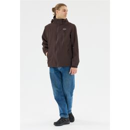 Outdoorjacke WEATHER REPORT "DELTON W-PRO15000", Damen, Gr. 4XL, dunkelbraun, 94% Polyester, 6% Elasthan, bedruckt, mehrfarbig, normal, hoch geschlossener Ausschnitt, Jacken Outdoorjacke, ist atmungsaktiv, wasser- und winddicht