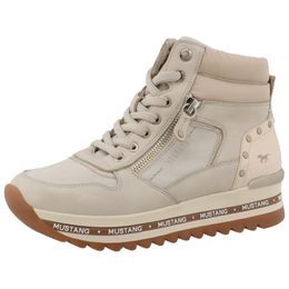 Winterboots Mustang Shoes "Urbana", Damen, Gr. 36, grau (écru, hellgrau), Lederimitat, Textil, Schuhe, Plateausneaker, Winterboots mit wärmendem Textilfutter