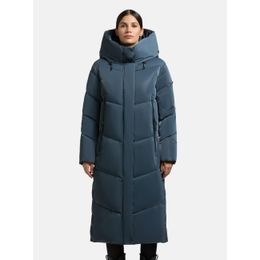 Wintermantel Khujo "Pulset Shiny", Damen, Gr. L (40), blau, Obermaterial: 100% Polyester, Innenfutter: 100% Polyester, Wattierung: 100% Polyester, Ärmelfutter: 100% Polyester, gerade knieumspielend, hoch geschlossener Ausschnitt, Ärmel ohne Ärmelschlitz normaler Saum, Mäntel, Winter Steppmantel aus einem auffällig glänzendem Material