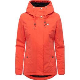 Kurzmantel Ragwear "Alvena YOUMODO", Damen, Gr. M (38), rot, Obermaterial: 100% Polyester. Innenfutter: 100% Polyester. Wattierung: 100% Polyester, tailliert Po-bedeckend, hoch geschlossener Ausschnitt, &Auml;rmel ohne &Auml;rmelschlitz Rippb&uuml;ndchen, M&auml;ntel Kurzmantel, Wasserdichter Damen Mantel mit verstellbarer Kapuze