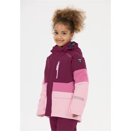 Skijacke ZIGZAG "Taylora", Jungen, Gr. 152, purpurviolett, 90% Polyester, 10% Elasthan, mehrfarbig, normal, ohne Ausschnitt, Jacken, mit wind- und wasserdichter TPU-Membran