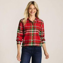 LANDS' END Verk&uuml;rzte Flanellbluse, Damen,  Rot, Baumwolle, by Lands' End