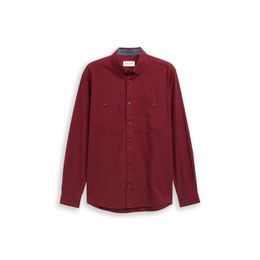 Tom Tailor Herren Regular Fit Hemd in Melange-Optik, rot, Meliert, Gr. XXL