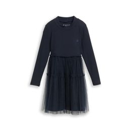 Tom Tailor Mädchen Mini-Kleid mit Tüllrock, blau, Uni, Gr. 92/98