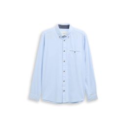 Tom Tailor Herren Regular Fit Hemd aus Baumwolle, blau, Uni, Gr. XXL