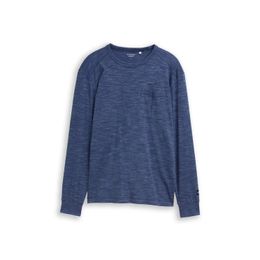 Tom Tailor Herren Langarmshirt mit Brusttasche, blau, Meliert, Gr. XXL