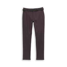 Tom Tailor Herren TTTRAVIS SLIM Chino Hose mit Gürtel, braun, Meliert, Gr. 32/36
