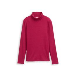 Tom Tailor Damen Langarmshirt mit Rollkragen, rot, Uni, Gr. XXXL