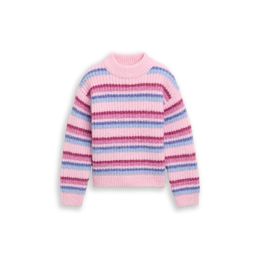 Tom Tailor Mädchen Cropped Strickpullover mit Streifenmuster, rosa, Farbverlauf, Gr. 92/98
