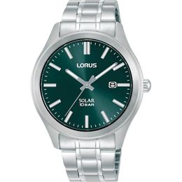 Lorus Solaruhr Armbanduhr, Herrenuhr, Edelstahlarmband, analog, Tag silberfarben-gr&uuml;n Geschmackvolle Armbanduhr