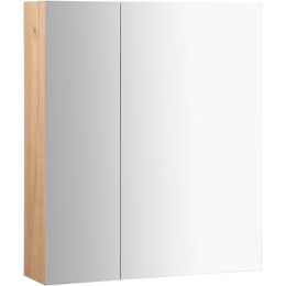 Welltime Spiegelschrank »Lund Badschrank Schrank Bad WC Spiegel ohne LED« Badezimmerspiegelschrank Spiegel Badspiegel mit 2 Türen Breite 60cm natur