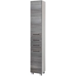 Welltime Hochschrank &raquo;Trento, verschiedene Ausf&uuml;hrungen und Farben&laquo; Badm&ouml;bel, Seitenschrank Breite 30 cm, viel Stauraum, Made in Germany silber MDF