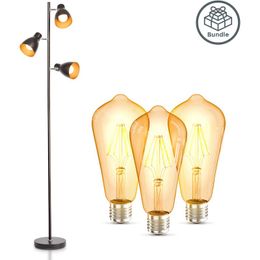 B.K.LICHT Stehlampe E27 2 Stk. Warmweiß schwarz-gold