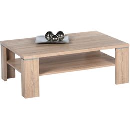Stolkom Couchtisch »Osaka Wohnzimmertisch, Eiche Sonoma Dekor, BxHxT 110x40x70 cm« Ablageboden, Absetzungen alufarben, Klassisches Design Sonoma...