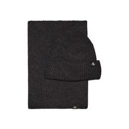 Calvin Klein Jeans Strickm&uuml;tze &raquo;Monogram Rib Scarf Beanie Set&laquo; mit Logopatch schwarz S/M Set Schal+M&uuml;tze von Calvin Klein Kids f&uuml;r