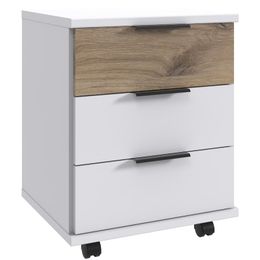 wimex Rollcontainer »Norderney, B/T/H 46/40/58cm in 2 Farben« mit 3 Schubladen, auf Kunststoffrollen Weiß/ Vikinig oak Nachbildung