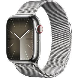 Apple Smartwatch »Watch Series 9 Edelstahl« (4, 1 cm / 1, 61 ′′) Watch OS 10;EKG;Blutsauerstoff App;Herzfrequenz Silber