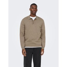 Only & Sons ONLY & SONS Polokragenpullover »ONSLOUI REG 12 LS MEL POLO KNIT« Desert Taupe Detail:MELANGE XL XL Pullover mit Polokragen von Only & Sons